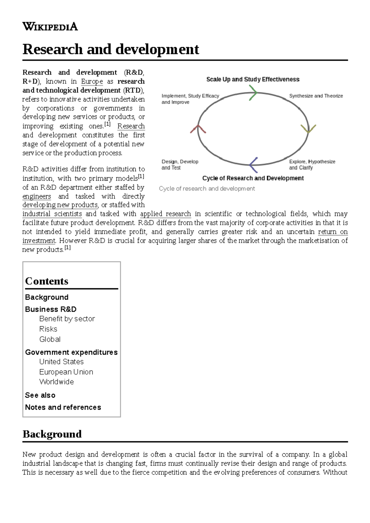 Research and development - Cycle of research and development Research ...