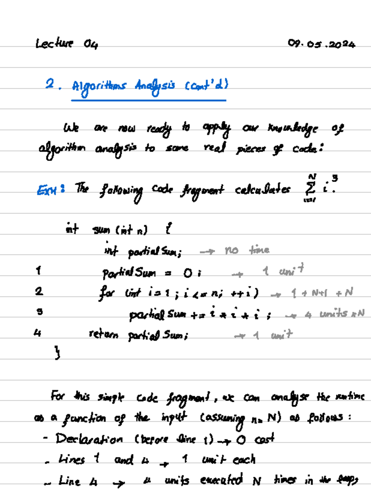 Lecture 04 - lec 4 - Lecture 04 09.05 2. Algorithms Analysis We are now ...