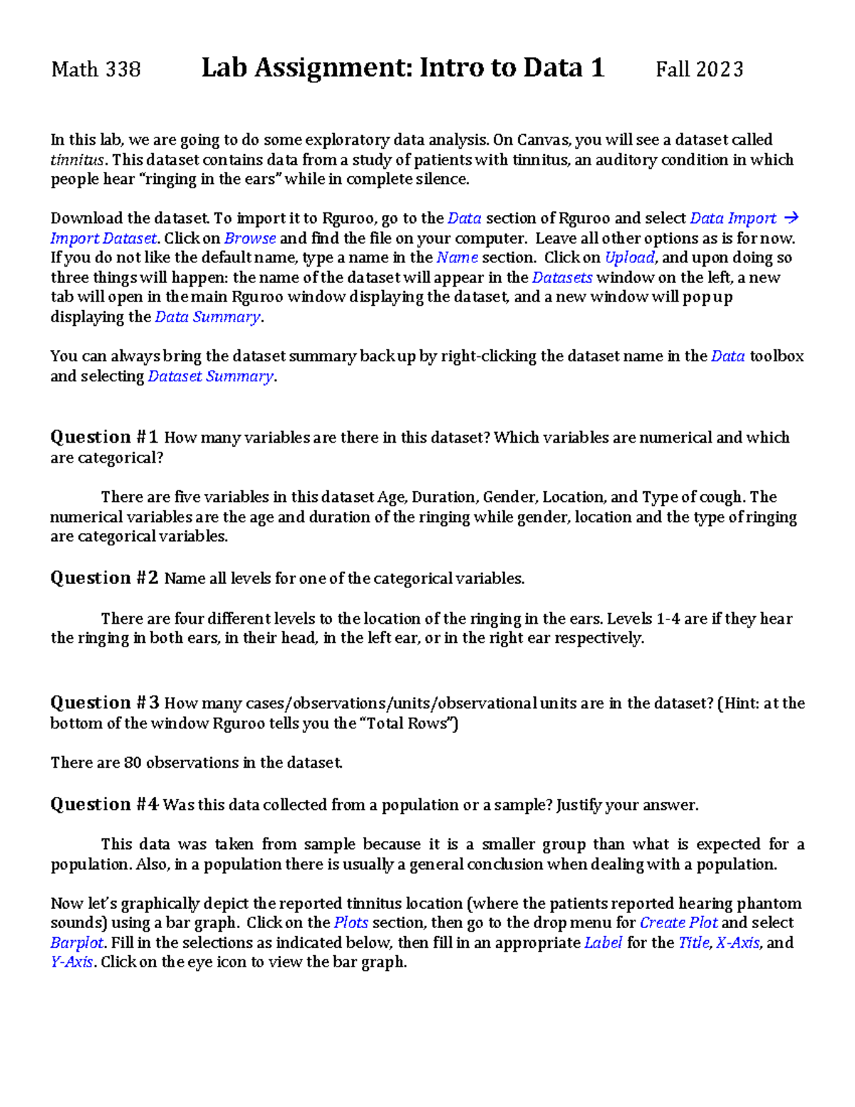 Intro to Data 1 - Rguroo - may be wrong - Math 338 Lab Assignment ...