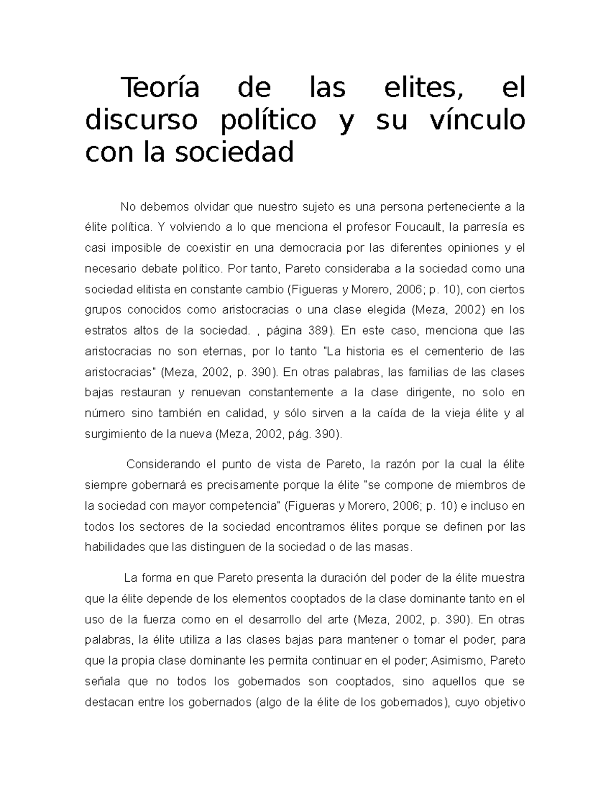 Teoría de las elites - Teoría de las elites, el discurso político y su ...