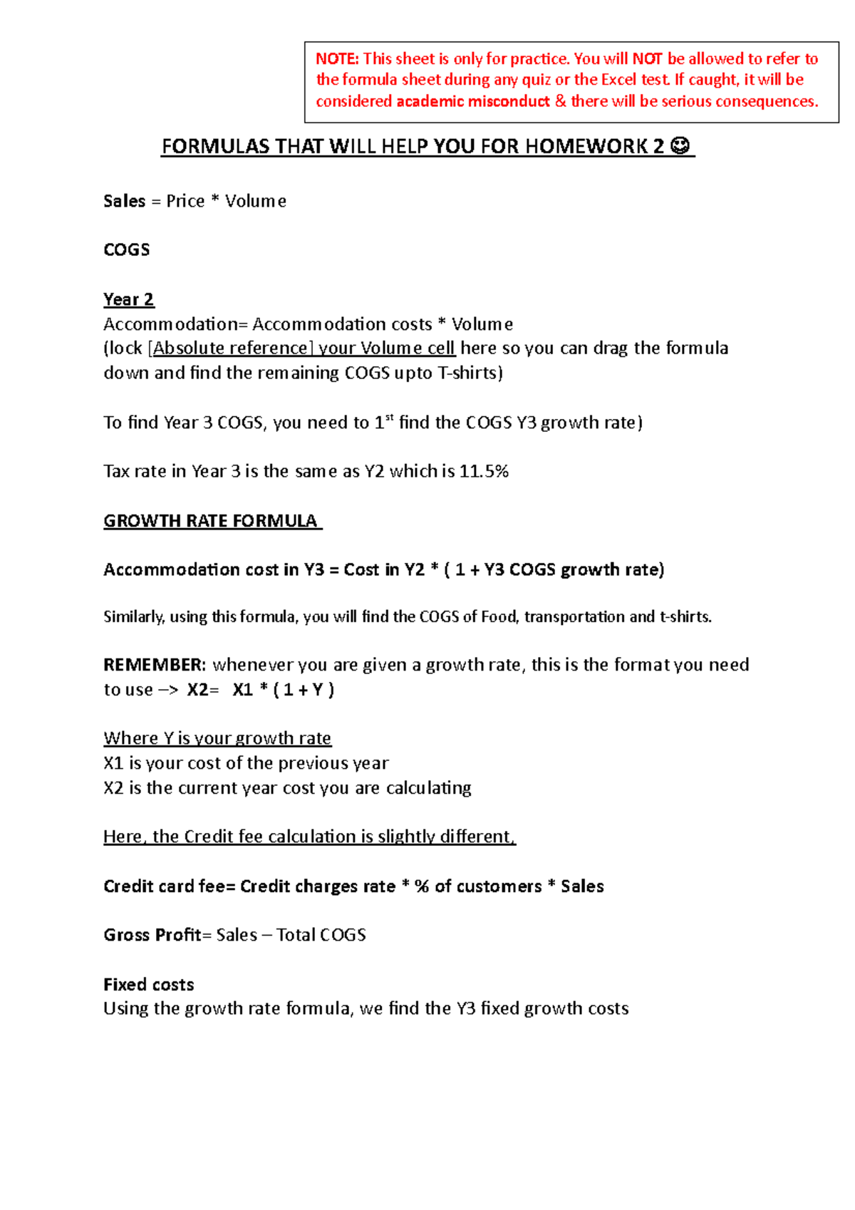 Homework 2-1 Formulas - Module 2-1 formula sheet. - FORMULAS THAT WILL ...