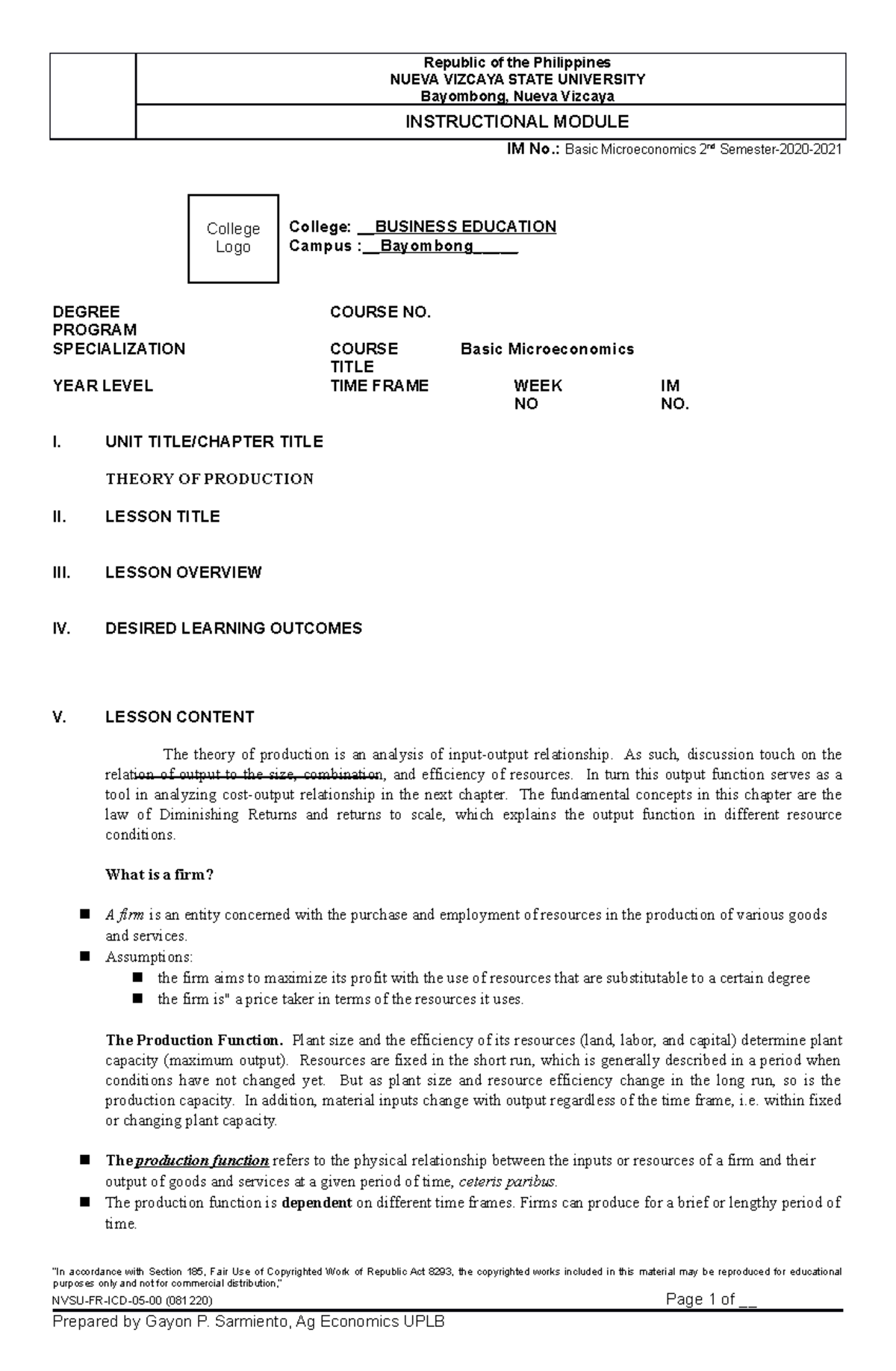 I Found It On The Porch And The Chapter 4 Theory Of Production Bsa