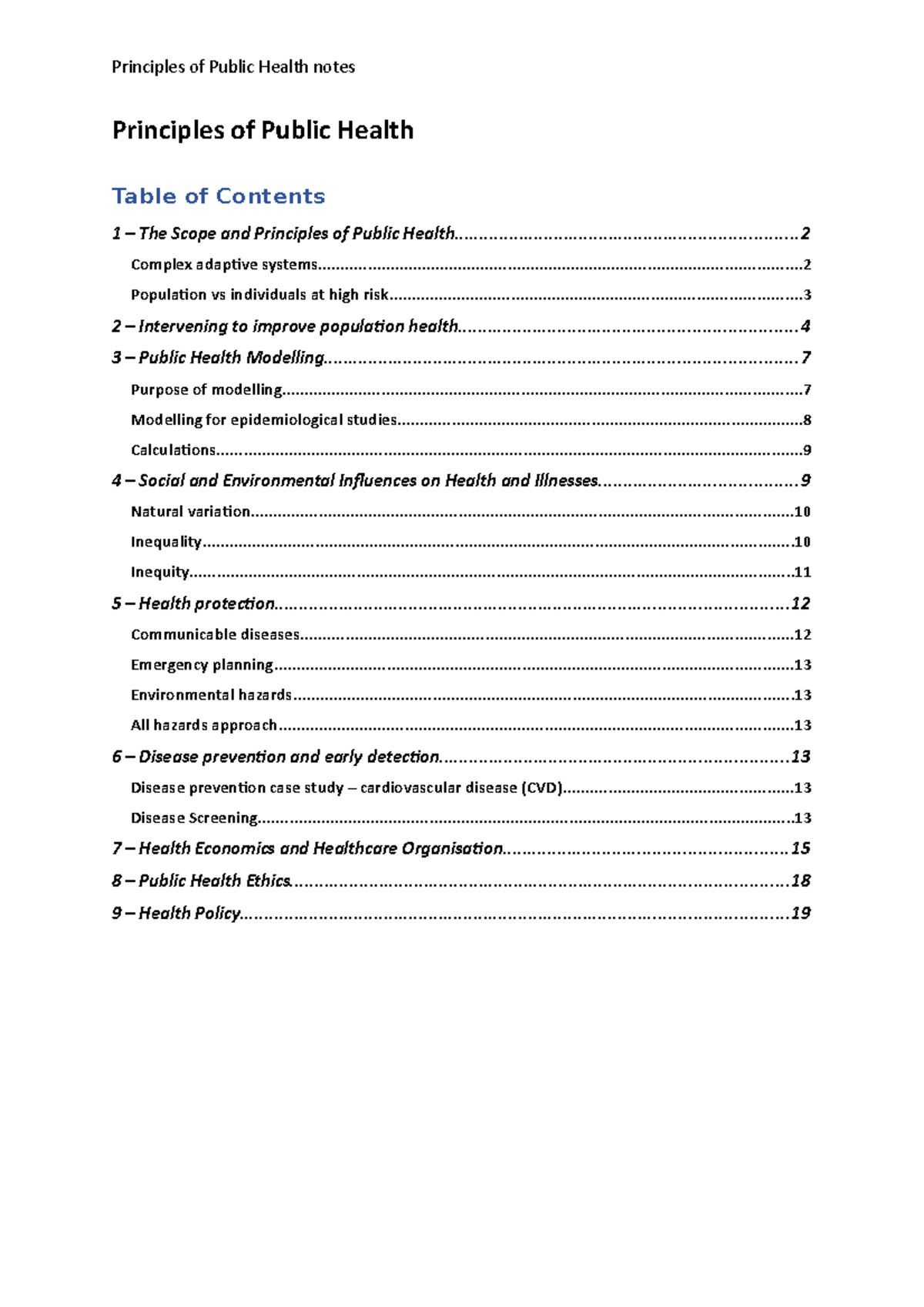 Principles of Public Health