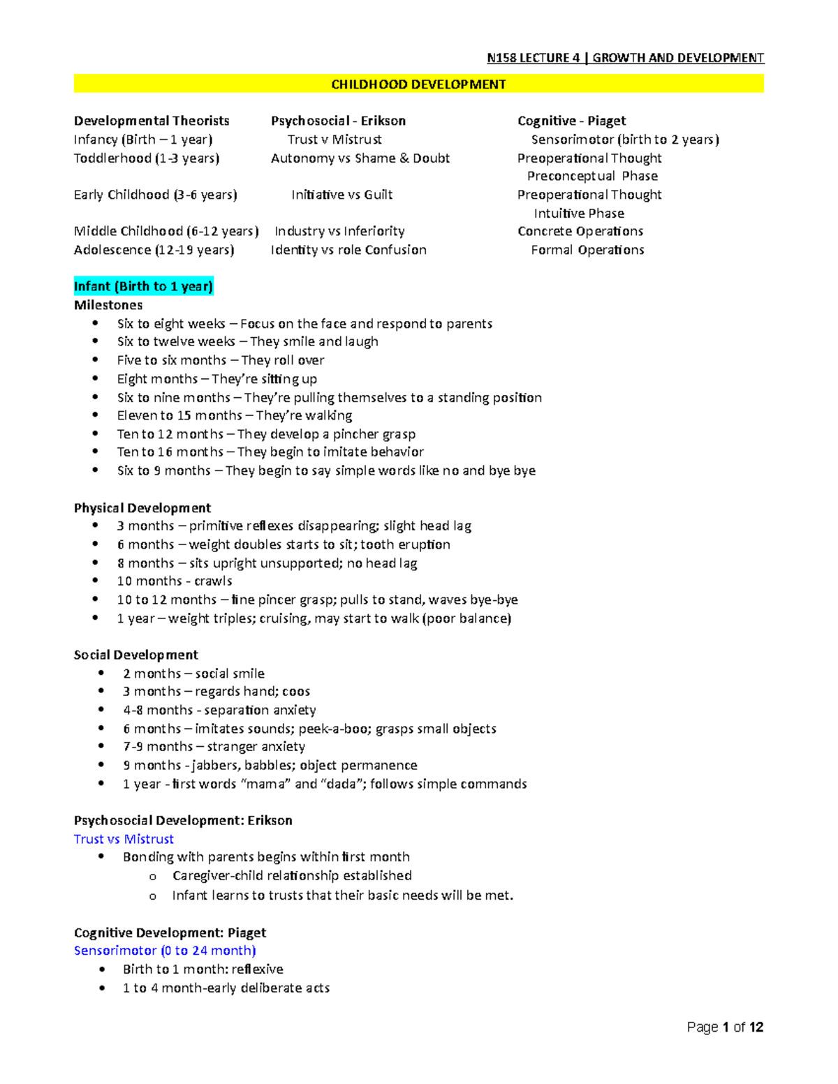 Copy of Lecture 4 Outline, assessment and development - CHILDHOOD ...