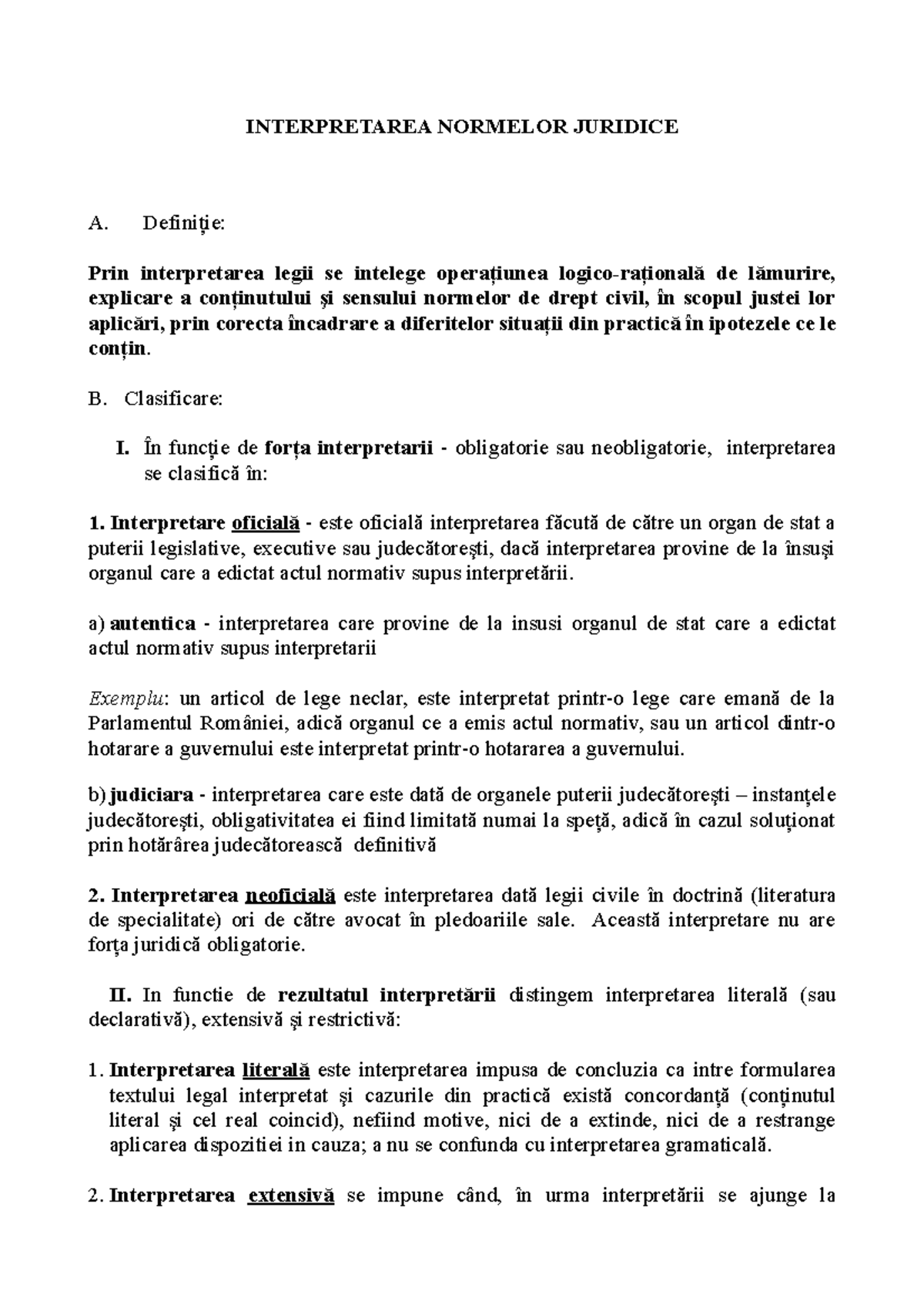 Interpretarea normelor juridice - INTERPRETAREA NORMELOR JURIDICE A ...