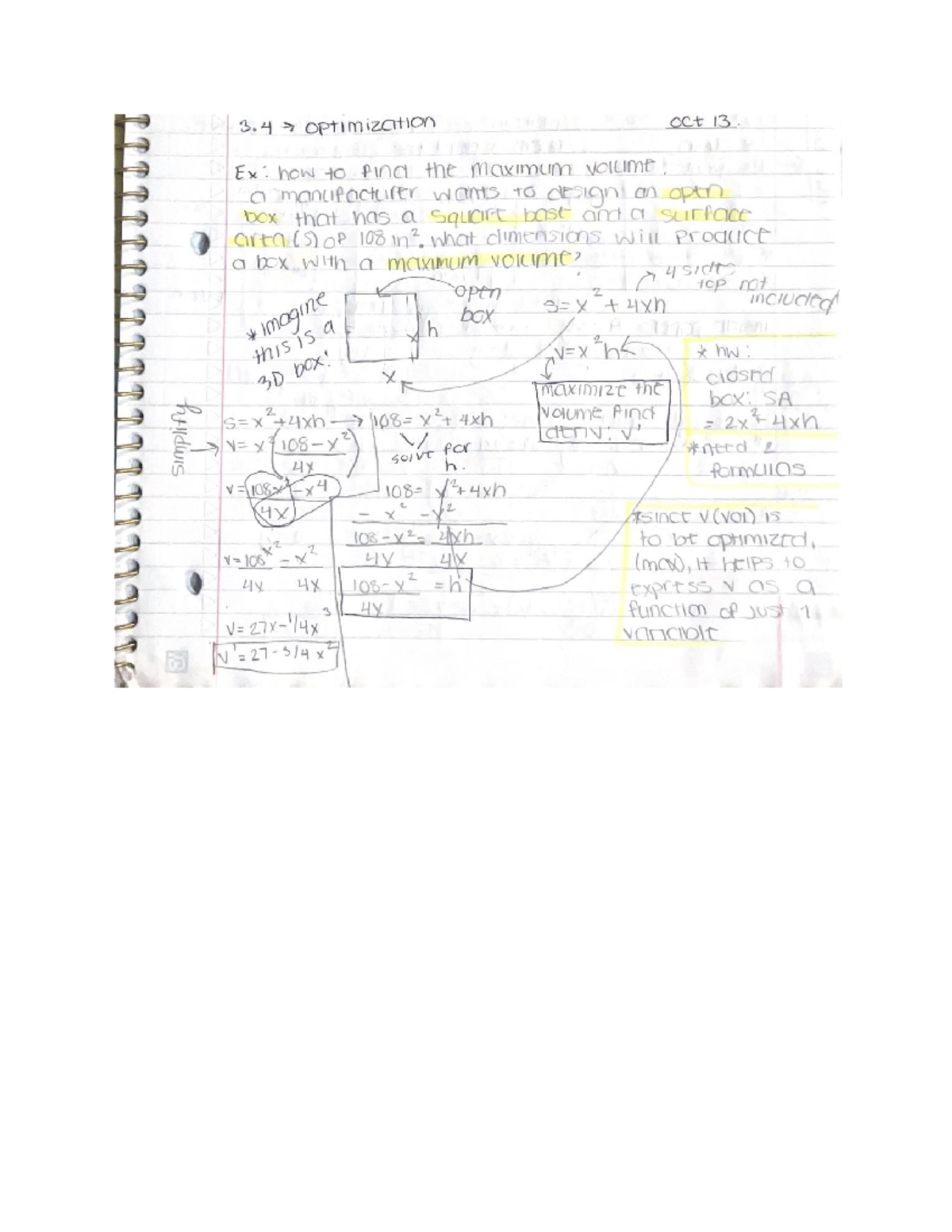 Brief calc I, optimization - MTH 115 - Studocu