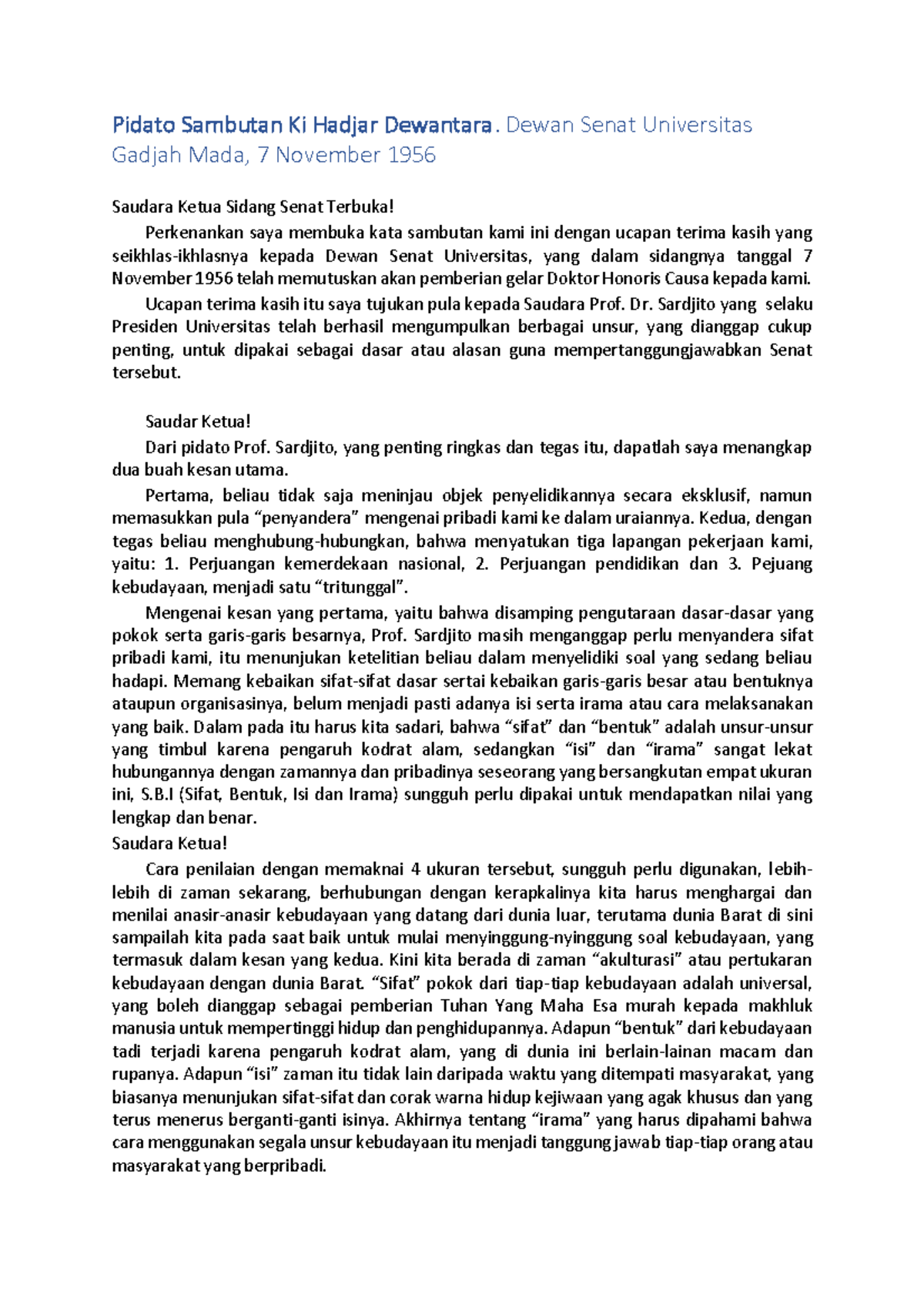 Materi Ekplorasi Konsep Pidato Sambutan Ki Hadjar Dewantara - Pidato ...