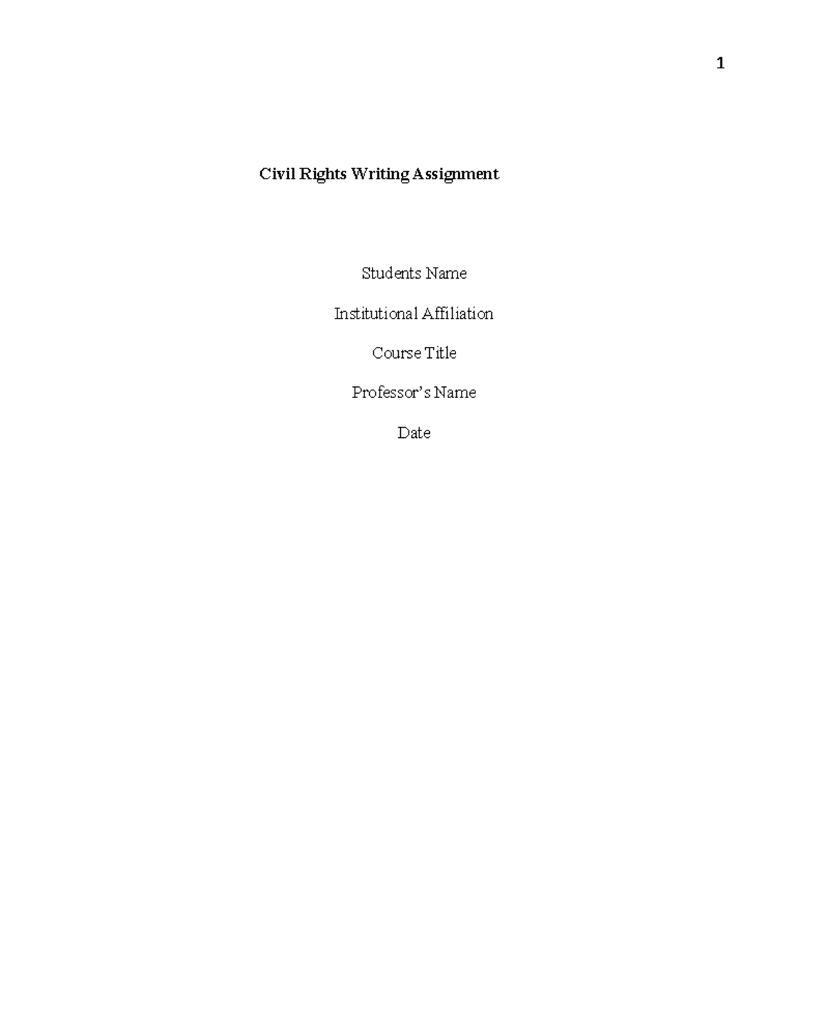 Civil Rights Writing Assignment - Civil Rights Writing Assignment ...