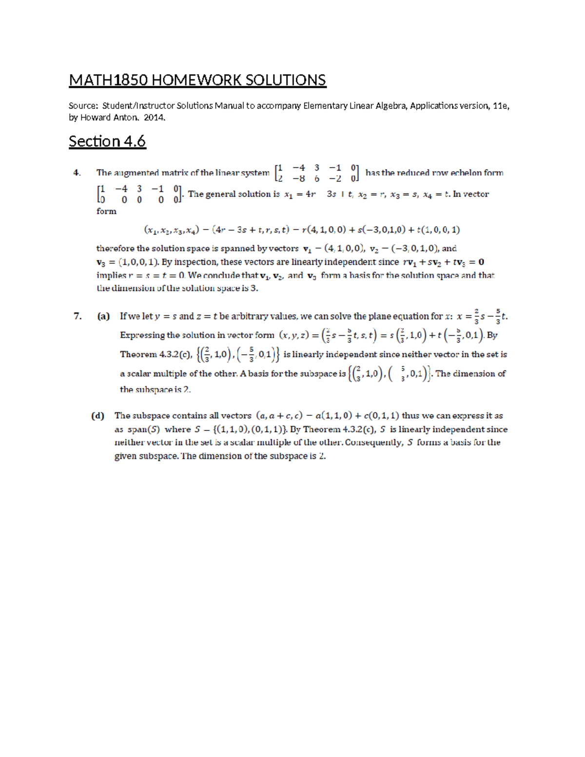 M1850w8 hwsol F21 - need' - MATH1850 HOMEWORK SOLUTIONS Source: Student ...