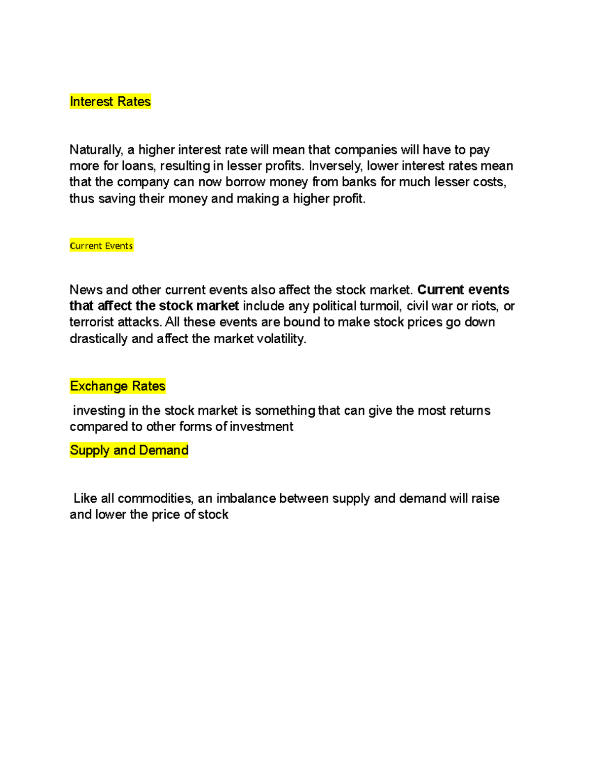 Interest Rates, Business and Other Curricular - Interest Rates ...