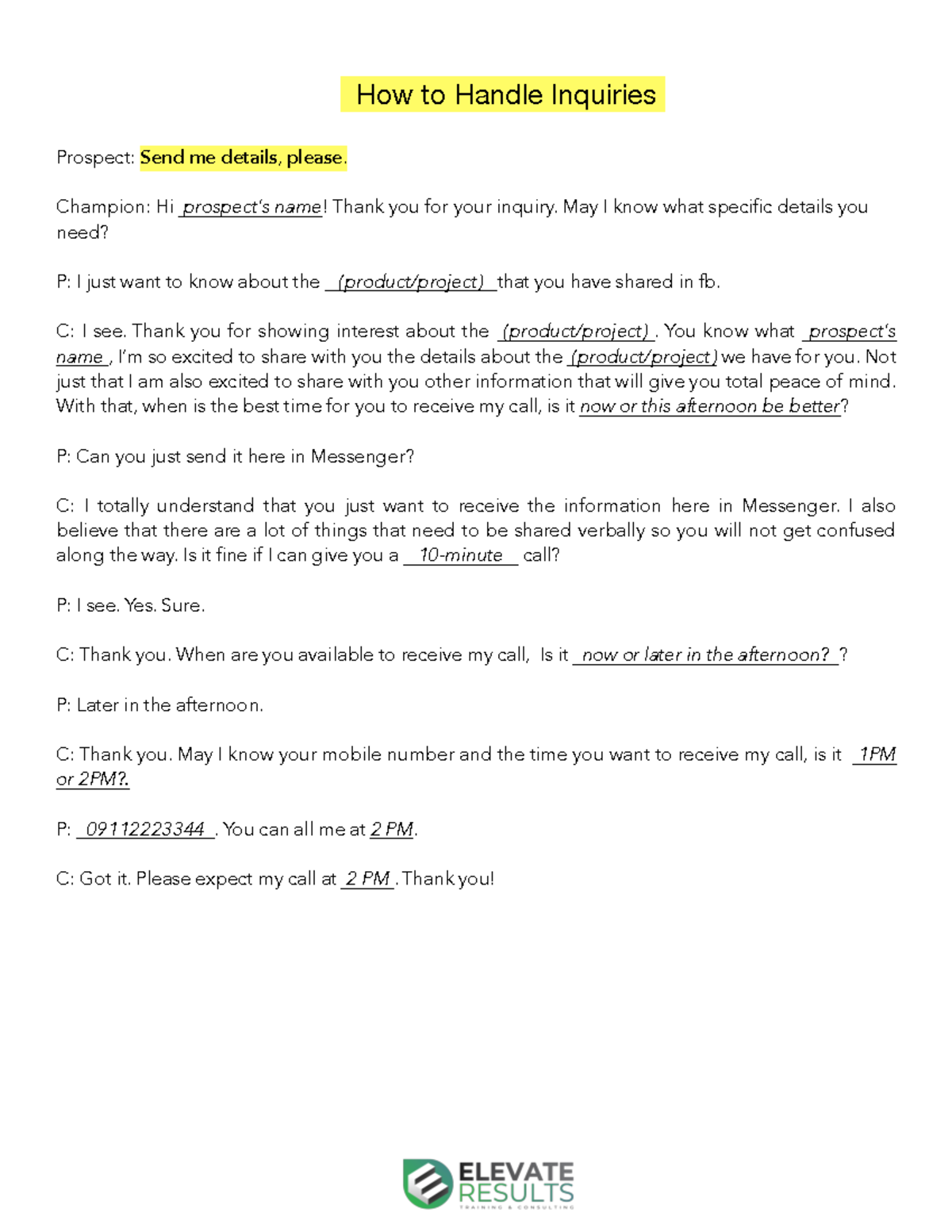 How to Handle Inquiries- Elevate Results - How to Handle Inquiries ...