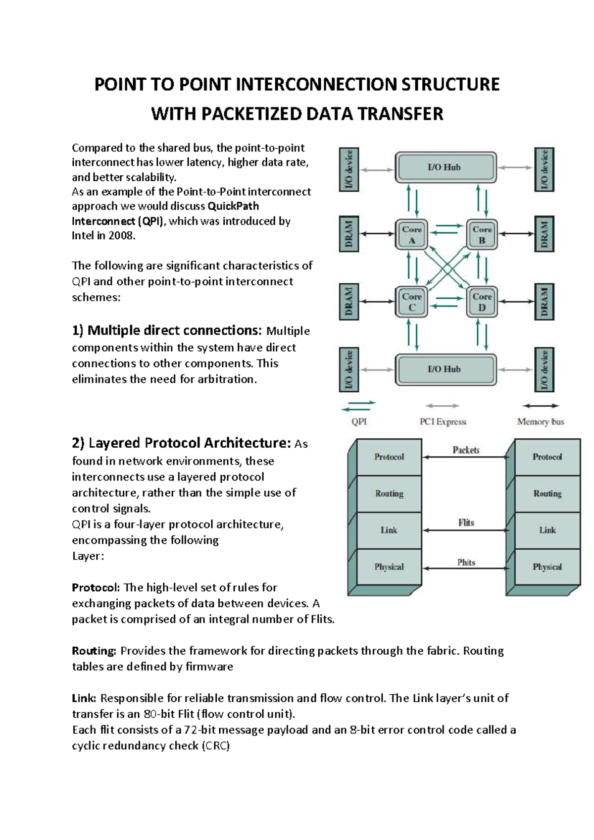 Point to Point Interconnect QPI PCIe - POINT TO POINT INTERCONNECTION STRUCTURE WITH PACKETIZED ...