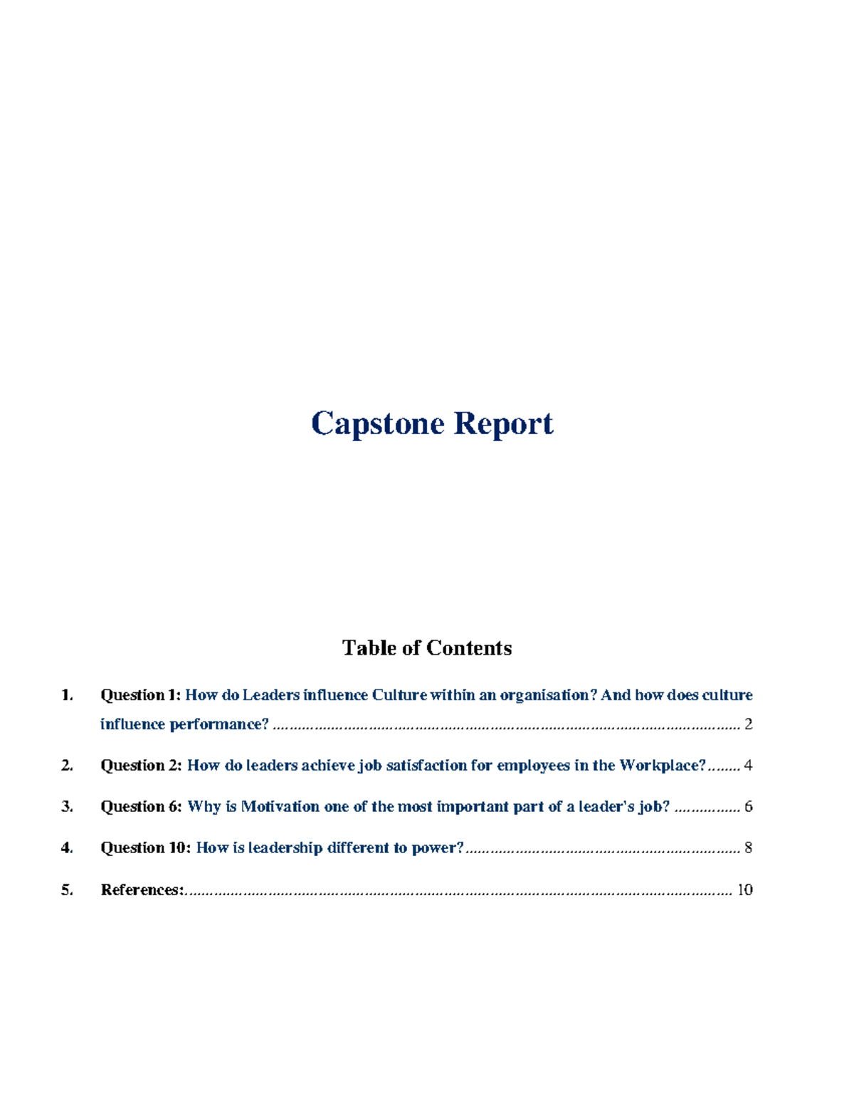 BMA 547 AT3 Capstone Report - Capstone Report Table of Contents 1 ...