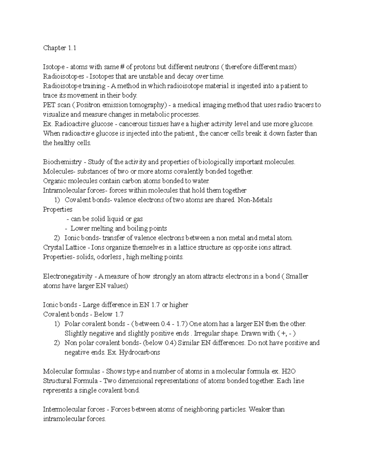 Unit 1 - Bio study notes - Chapter 1. Isotope - atoms with same # of ...