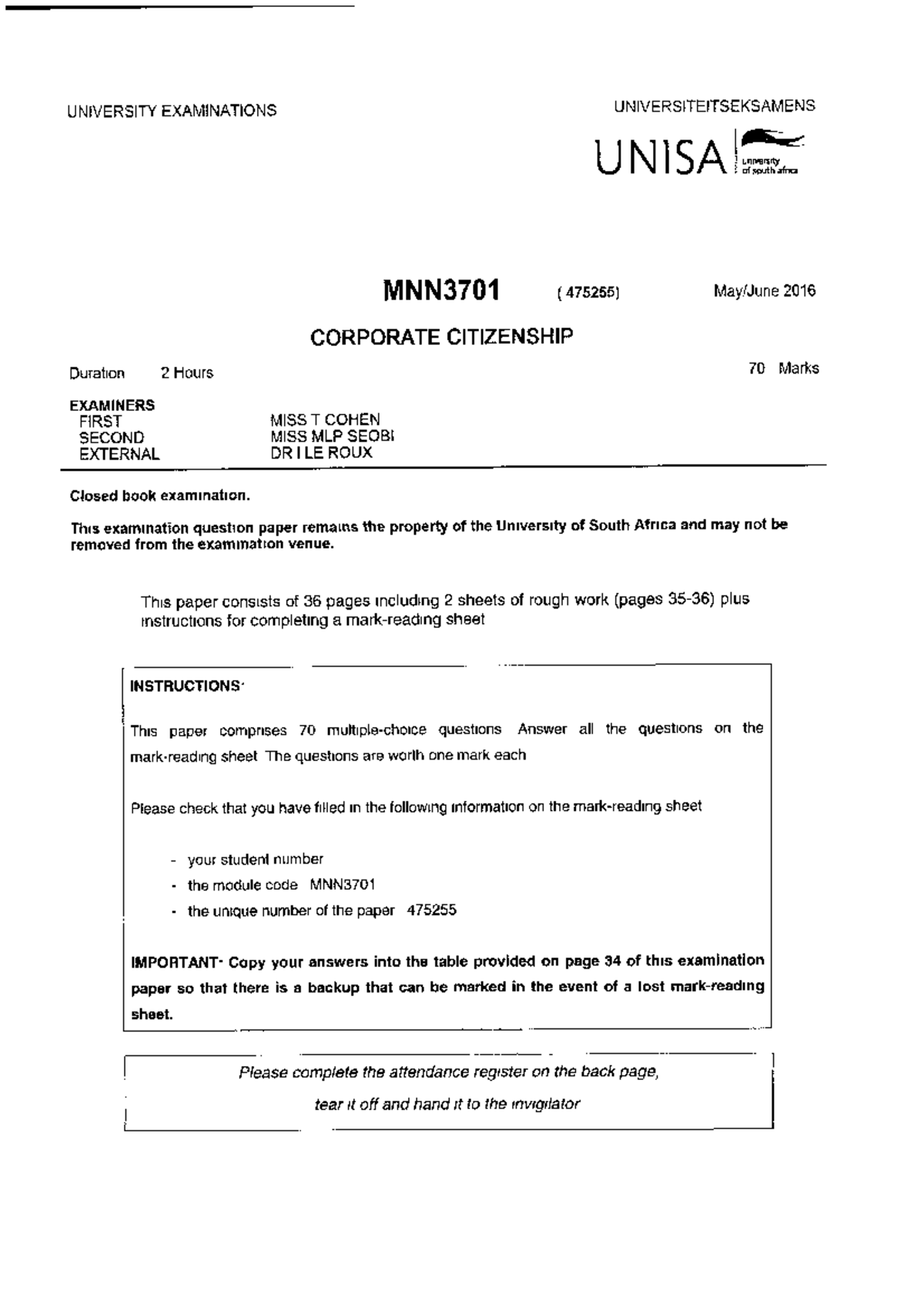 Mnn3701- FROM 2016 - MNN3701 - Studocu