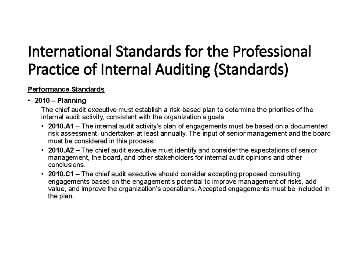 Operations Audit Performance Standard - Practice of Internal Auditing ...