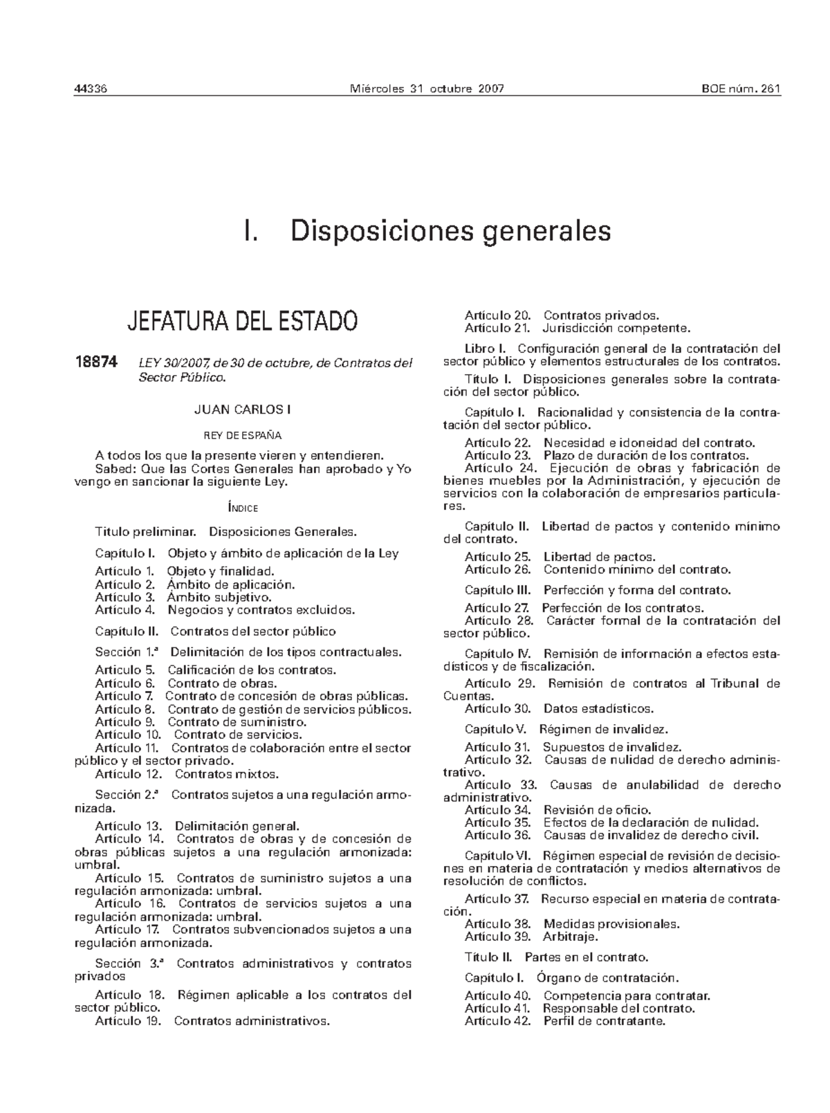 Ley 30 2007 , de 30 de octubre, de Contratos del Sector Público - 44336 Miércoles 31 octubre ...