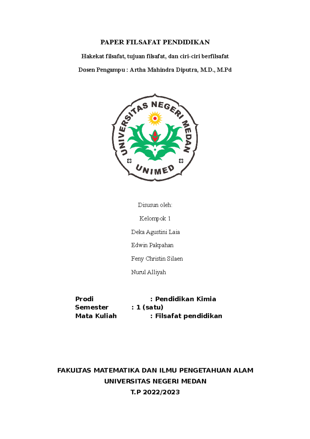 Paper Filsafat Pendidikan CESP - PAPER FILSAFAT PENDIDIKAN Hakekat ...