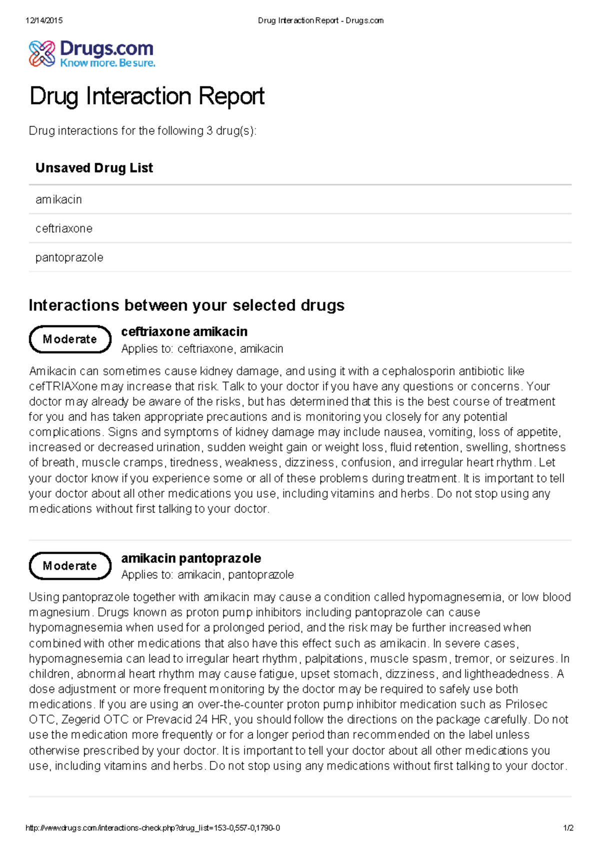 Drug Interaction Report - Drugs 2 soham - 12/14/2015 Drug Interaction ...