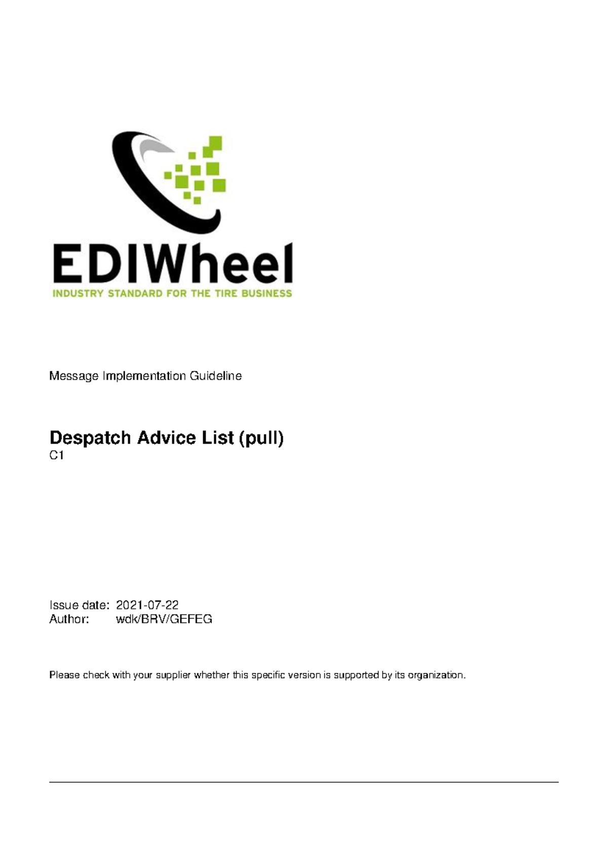 XML Desadv List (pull) C1 - Generated by GEFEG Message Implementation ...