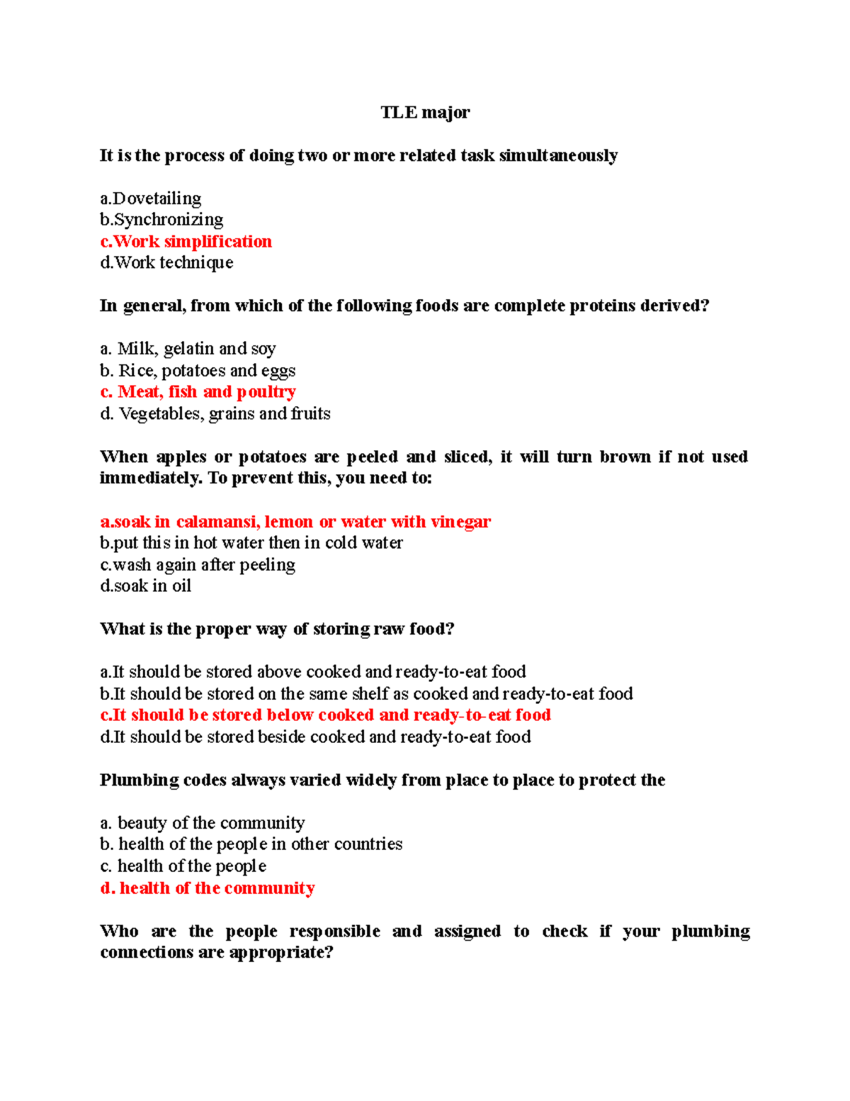 TLE major - Part 2 - NOTES - TLE major It is the process of doing two ...