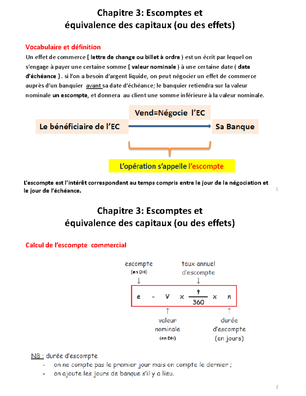 Chapitre 3 Escompte Semestre 2- ECO- MATH Financieres - Chapitre 3 ...