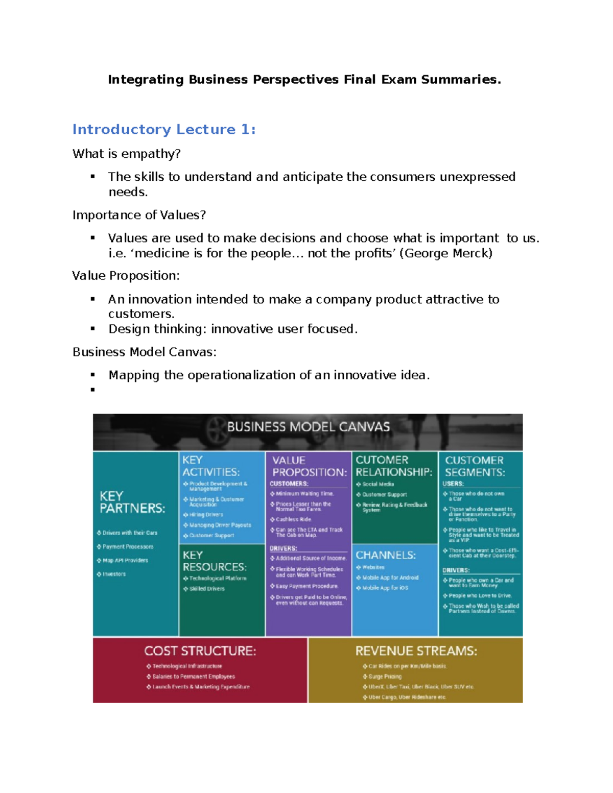 Integrating Business Perspectives Final Exam Summaries - Introductory ...