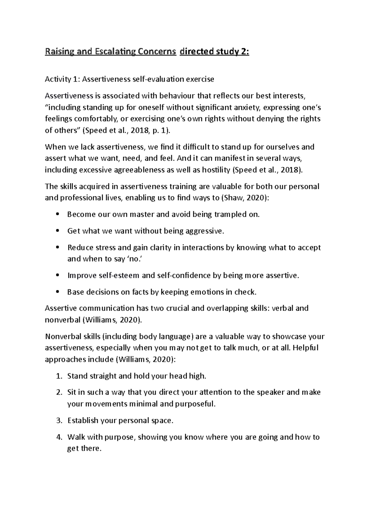 Directed study 2 - POWEER - Raising and Escalating Concerns directed ...