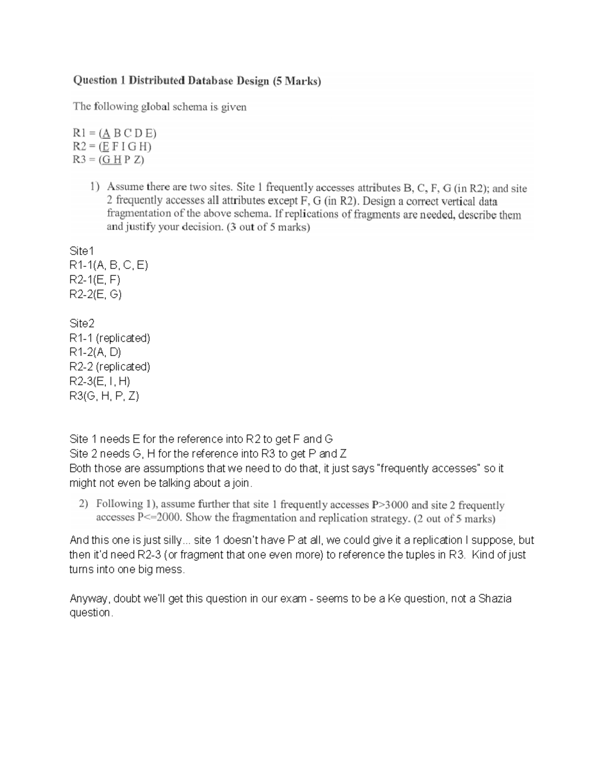 Practice Exam 2010, Advanced Database Systems, questions and answers ...