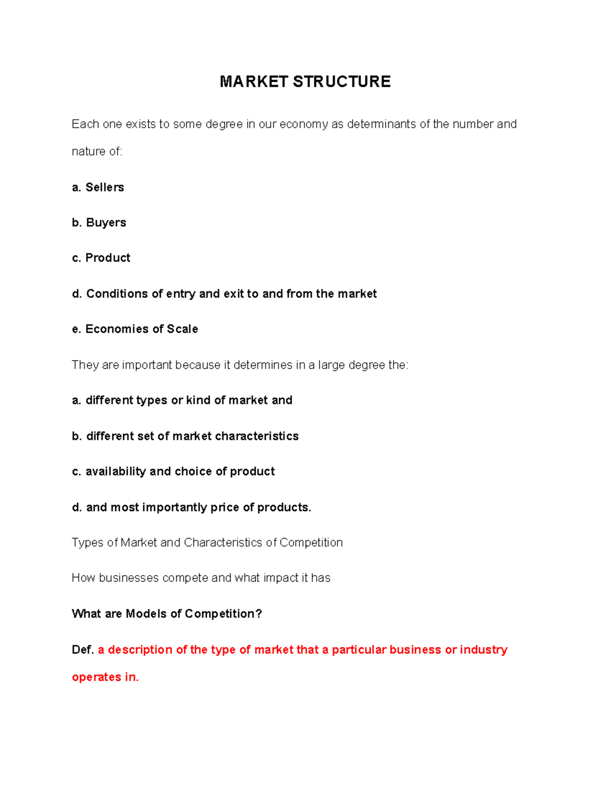 Market Structure - Lecture notes 1-10 - Marketing Management - PUP ...