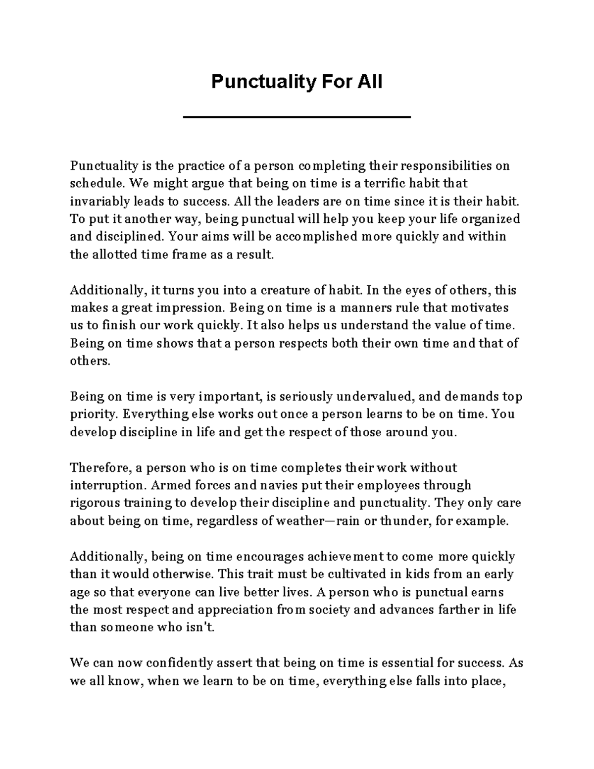 Punctuality For All - Punctuality For All ...