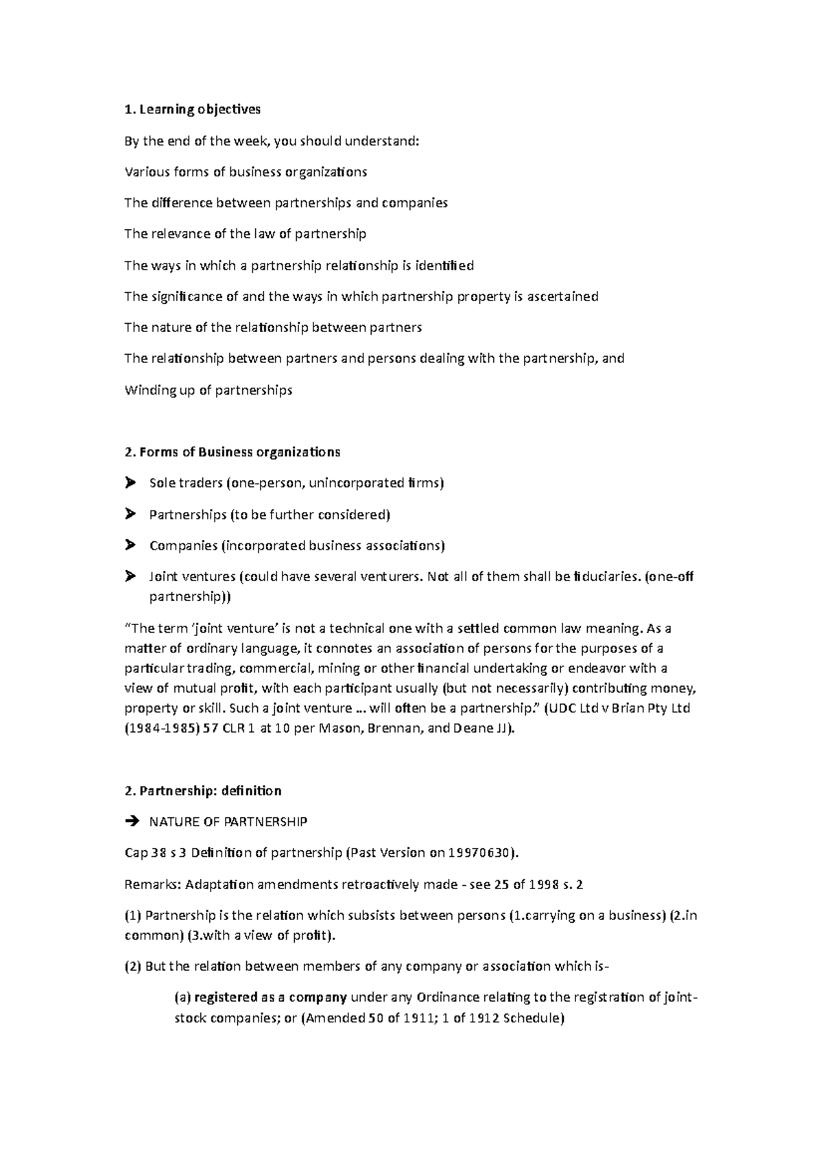 LEC 1 - Lecture notes 1 - 1. Learning objectives the end of the week ...