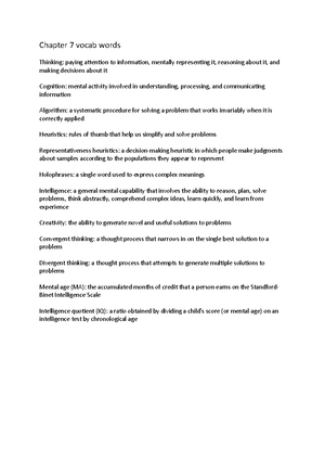 Chapter 11 vocab words - Notes - Chapter 11 vocab words Stress: the ...