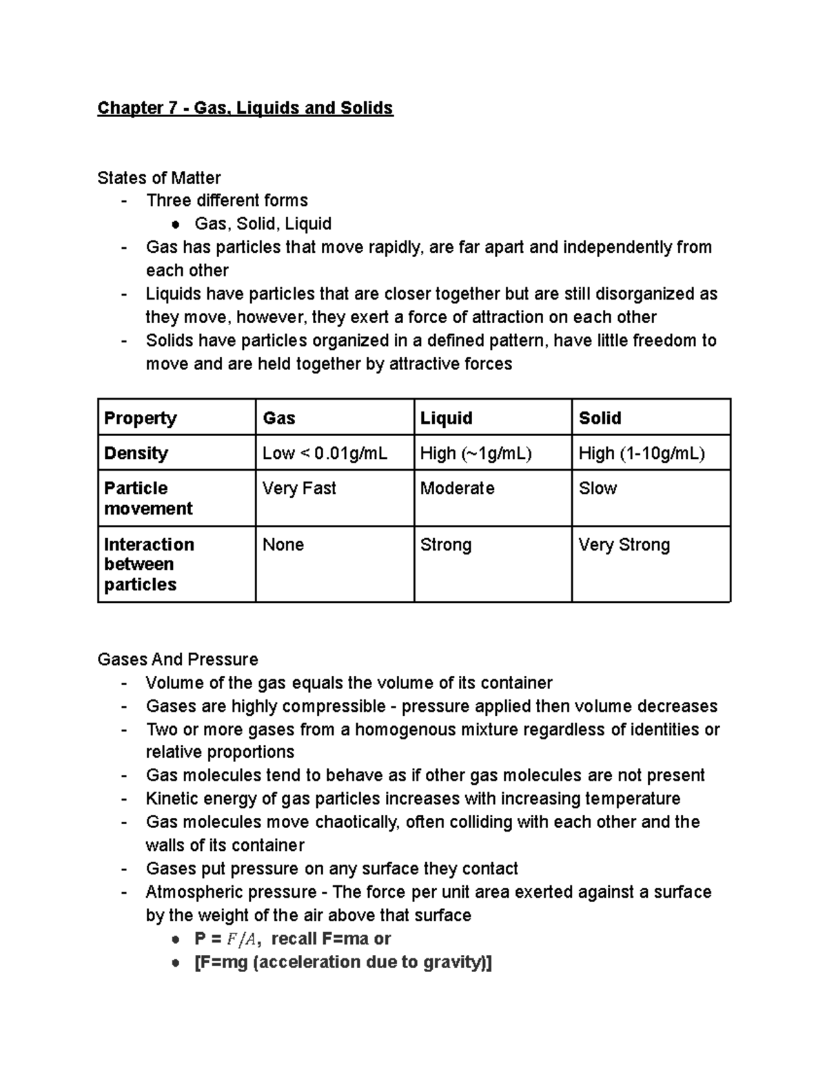 Chem Chapter 7 notes - For Valerie Moses's Chem Class - Chapter 7 - Gas ...