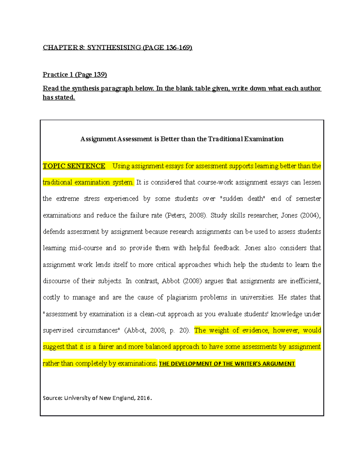 Chapter 8 Synthesising Practice - CHAPTER 8: SYNTHESISING (PAGE 136-169 ...