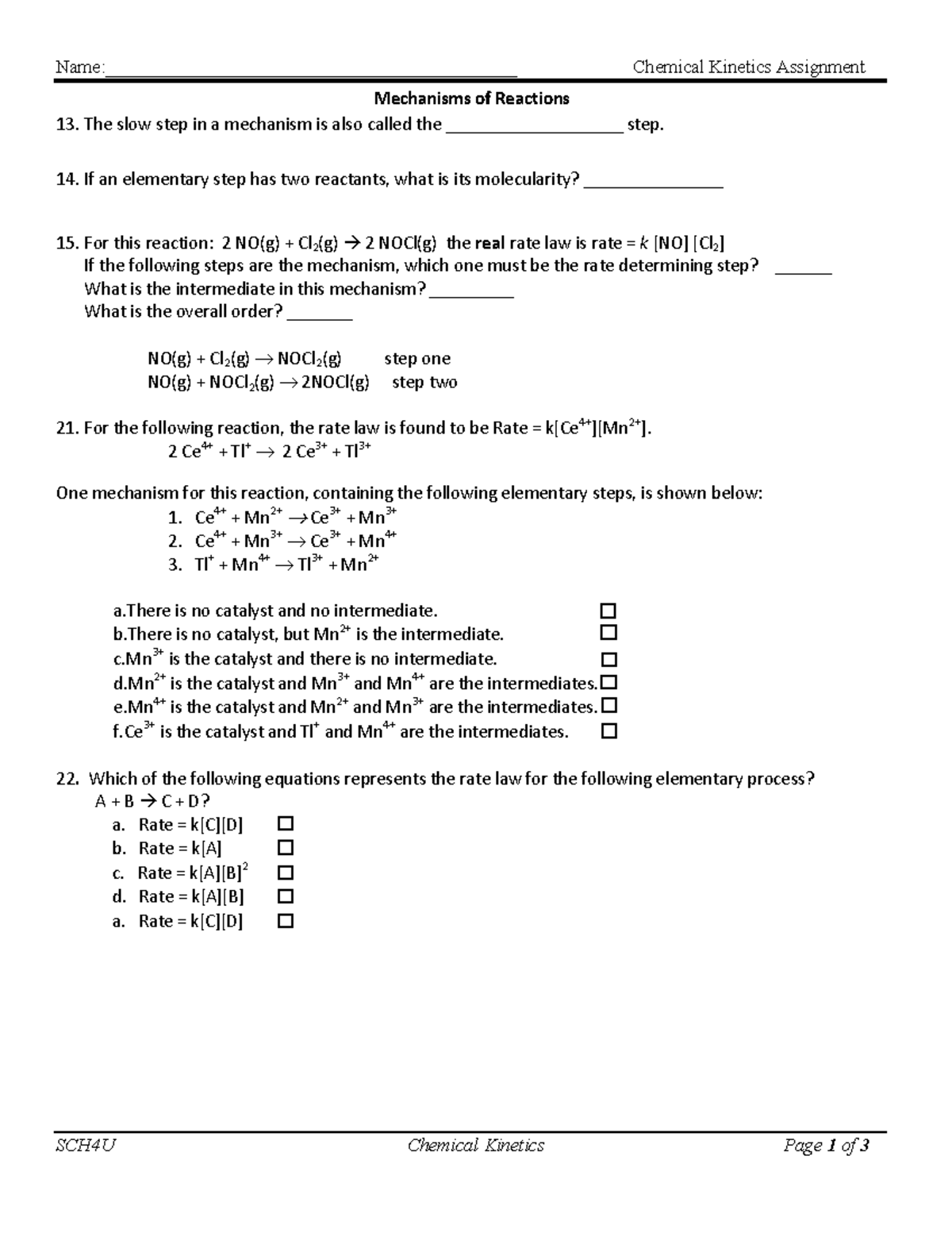 Mechanisms Worksheet Fillable - Name ...