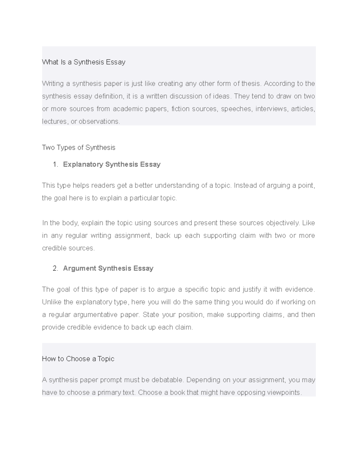 What Is a Synthesis Essay - BSAccountancy - Studocu