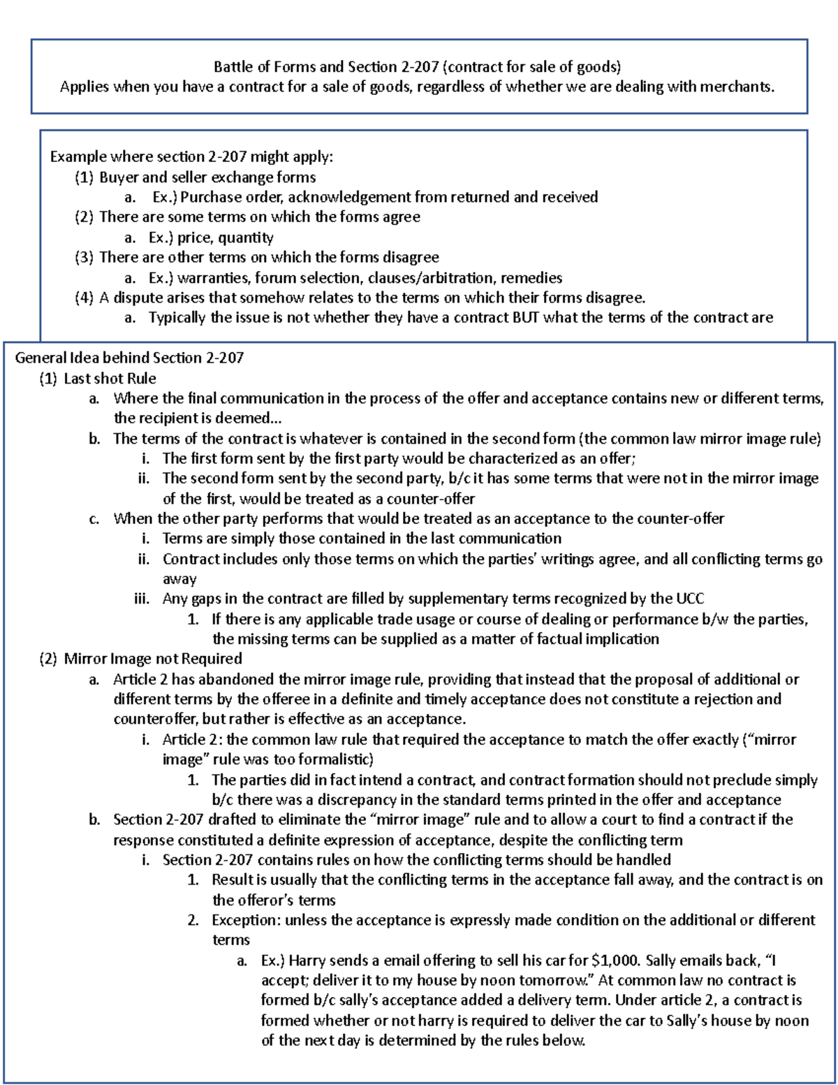 Battle of forms:rolling contracts - Example where section 2-207 might ...
