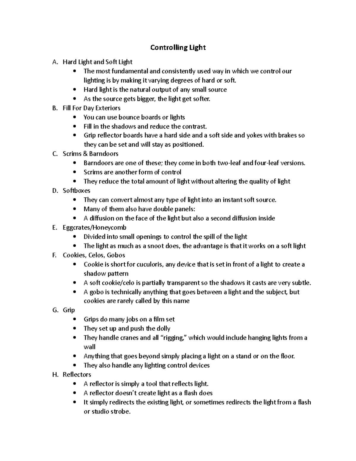 Controlling Light - Hard Light and Soft Light The most fundamental and ...