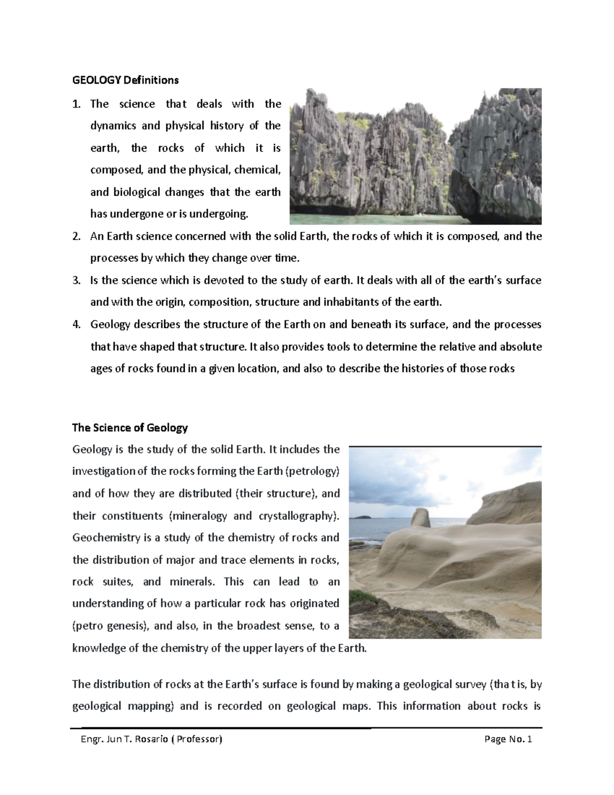 General-GEO- Branches - GEOLOGY Definitions The science that deals with ...