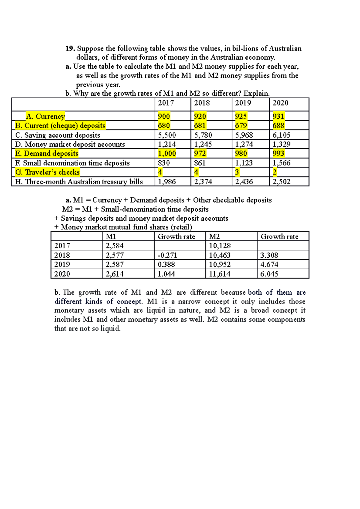 Li thuyet tai chinh - Suppose the following table shows the values, in ...