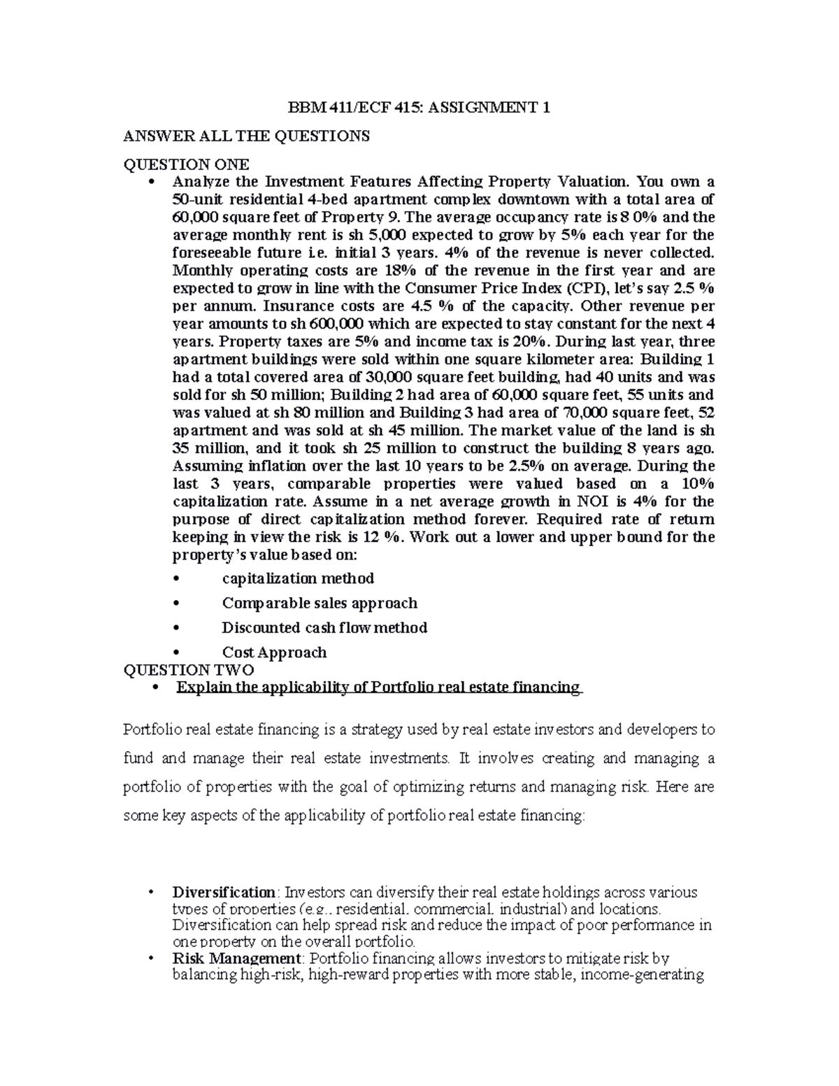BBM 411-ECF 415- Assignment ONE-sept-Dec 2023 - BBM 411/ECF 415: ASSIGNMENT 1 ANSWER ALL THE ...