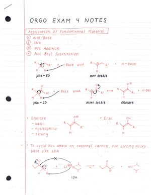 Orgo II Exam 2 Notes - Course taught by Professor Kevin Koh. - CHEM ...