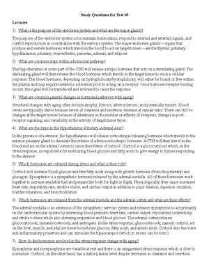 Test 4 - Study Questions - Study Questions for Test # Lectures What are ...