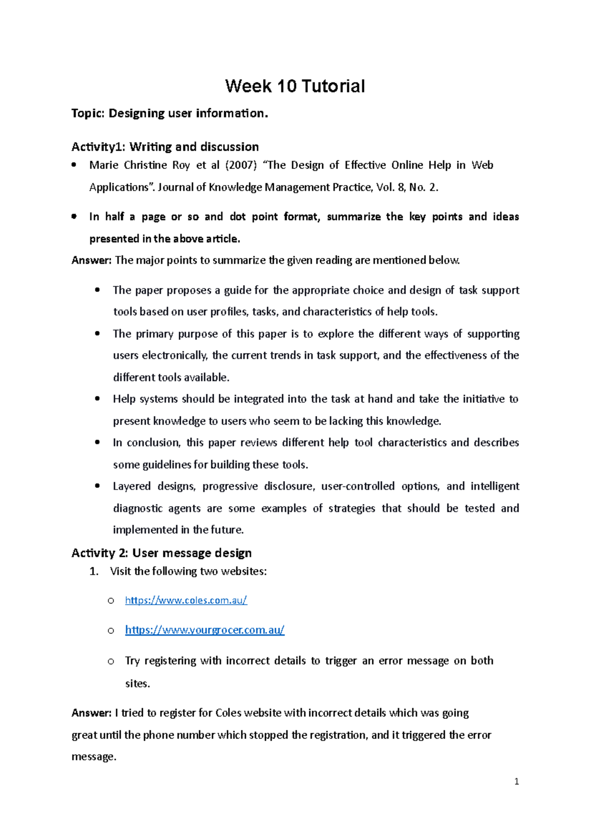 Week 10 LAB Tutorial - Week 10 Tutorial Topic: Designing user ...