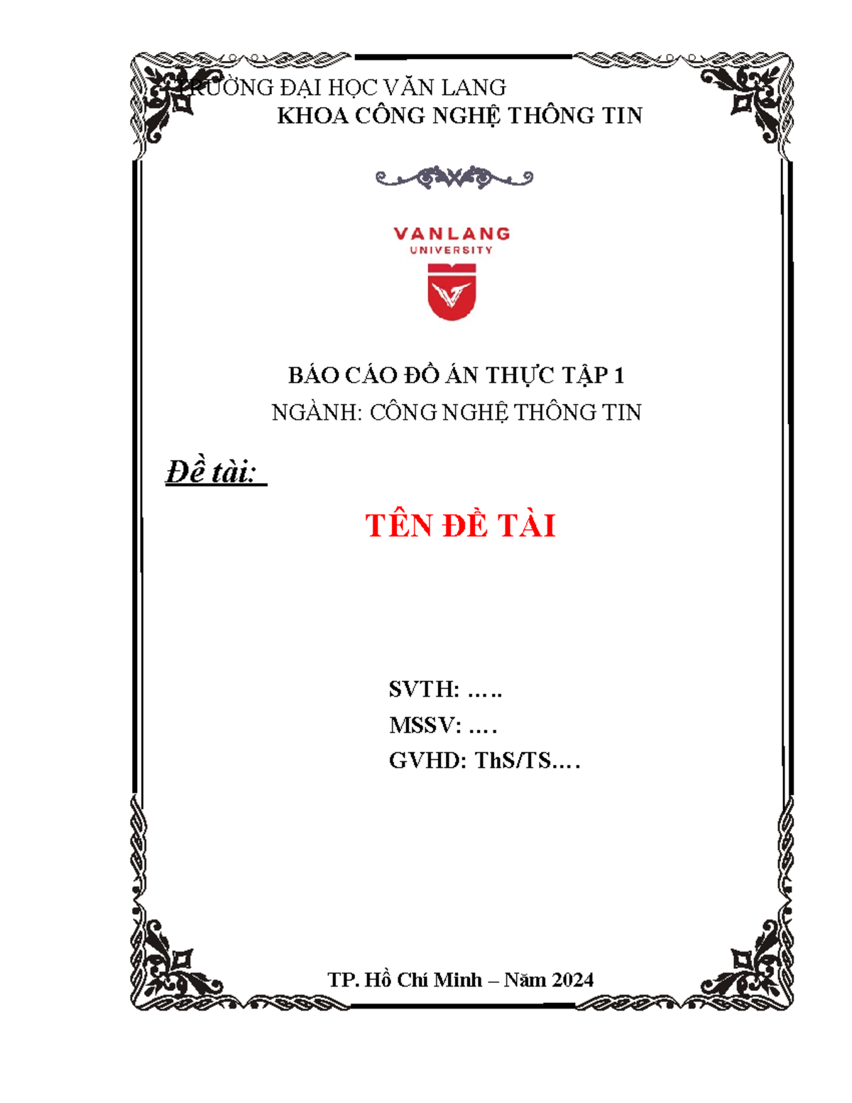Trang Bia Bao Cao - Báo cáo thực tập - Bìa VLU - Báo cáo thực tập tốt nghiệp - TRƯỜNG ĐẠI HỌC ...