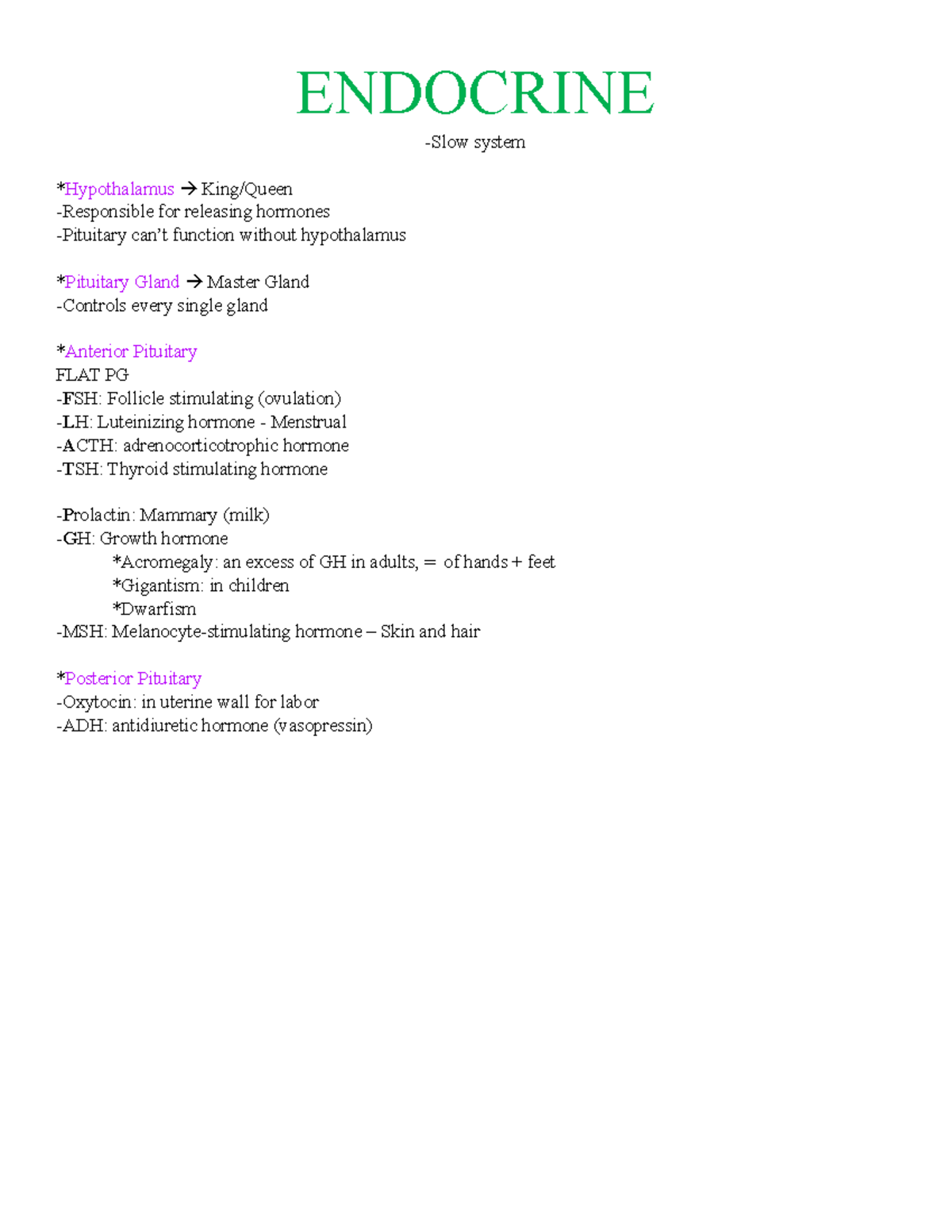 Endocrine 2 - Lecture notes 1 - Warning: Error during font loading ...