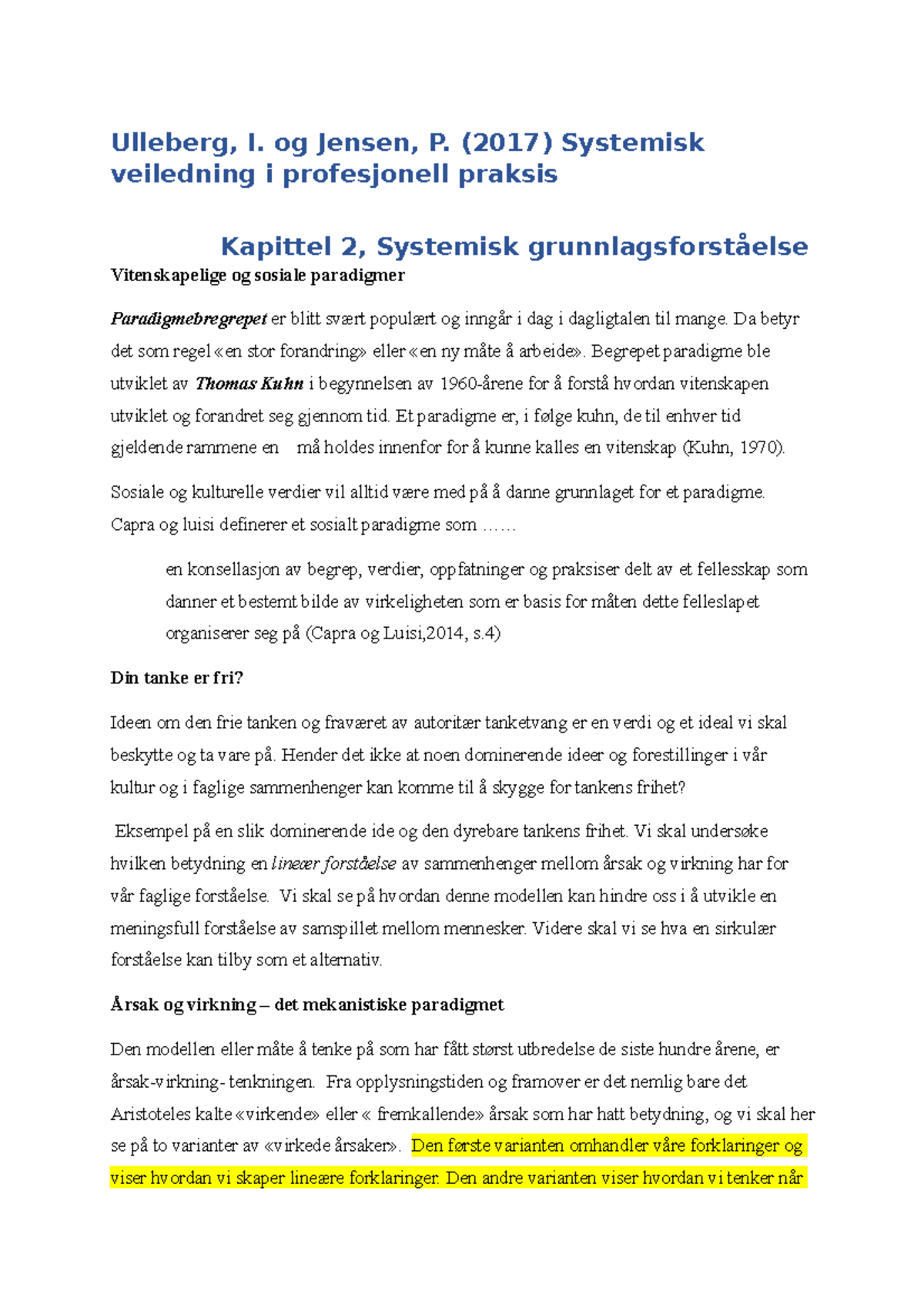 Systemisk veiledning i profesjonell praksis - Ulleberg, I. og Jensen, P ...