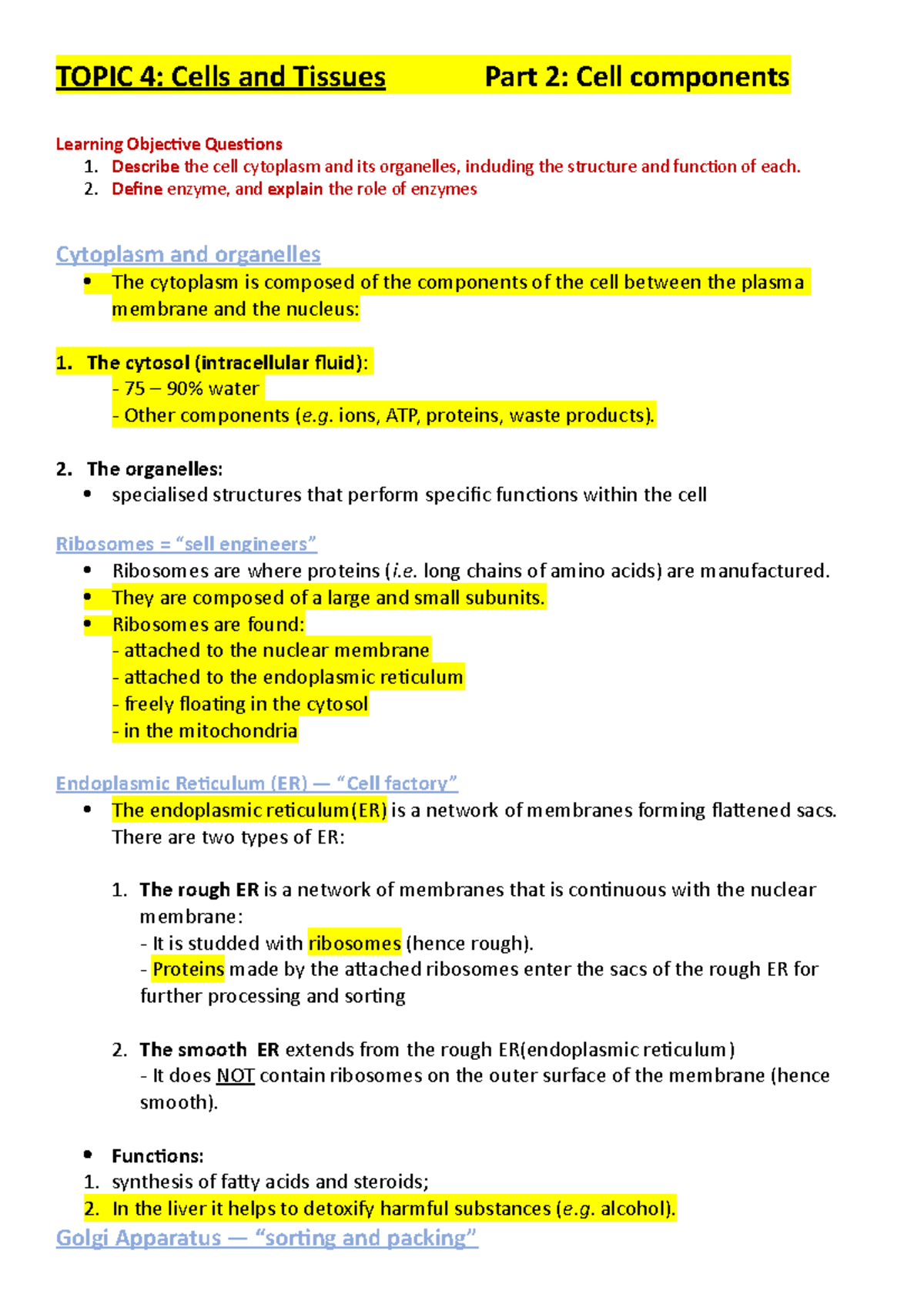 Topic 4 - Cells & Tissues - Part 2 - TOPIC 4: Cells and Tissues Part 2 ...