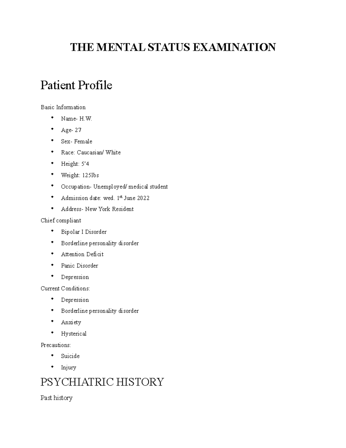 The Mental Status Examination (MSE) - THE MENTAL STATUS EXAMINATION ...